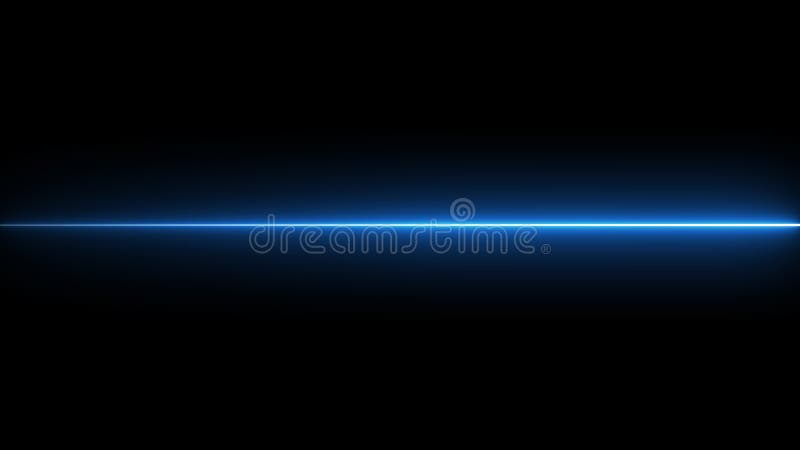 Glowing Blue Neon Straight Neon Lazer Animation of Horizontal Line on ...