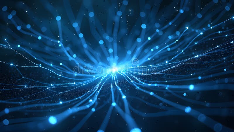 Glowing Blue Network Nodes and Connections Stock Illustration ...