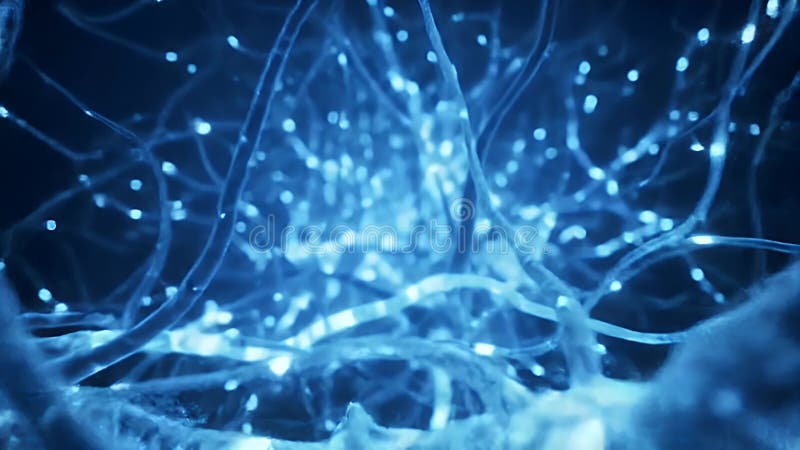 Glowing Blue Neural Pathways Microscopic View Stock Footage - Video of ...