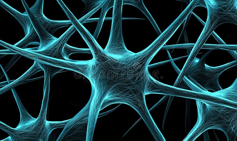 Glowing Blue Neuron Cells Network on Black Background, Ideal for ...