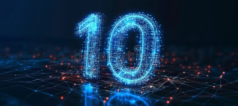 Glowing Blue Number 10 Digital Abstract Network Background Futuristic ...