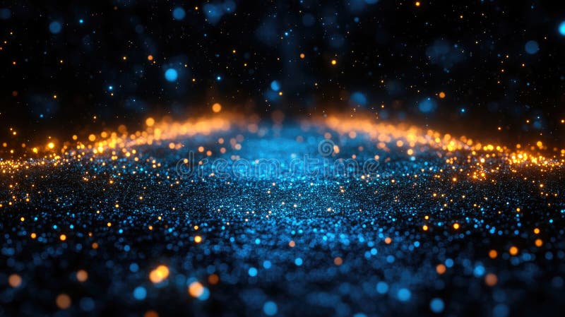 Glowing Blue and Orange Abstract Particle Field in a Night Sky Stock ...