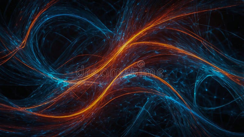 Glowing Blue and Orange Energy Lines Abstract Art Stock Illustration ...