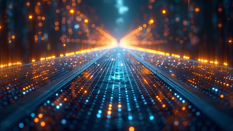 Futuristic Ai Circuit Background Design Neon Blue Pathway Stock Photos ...