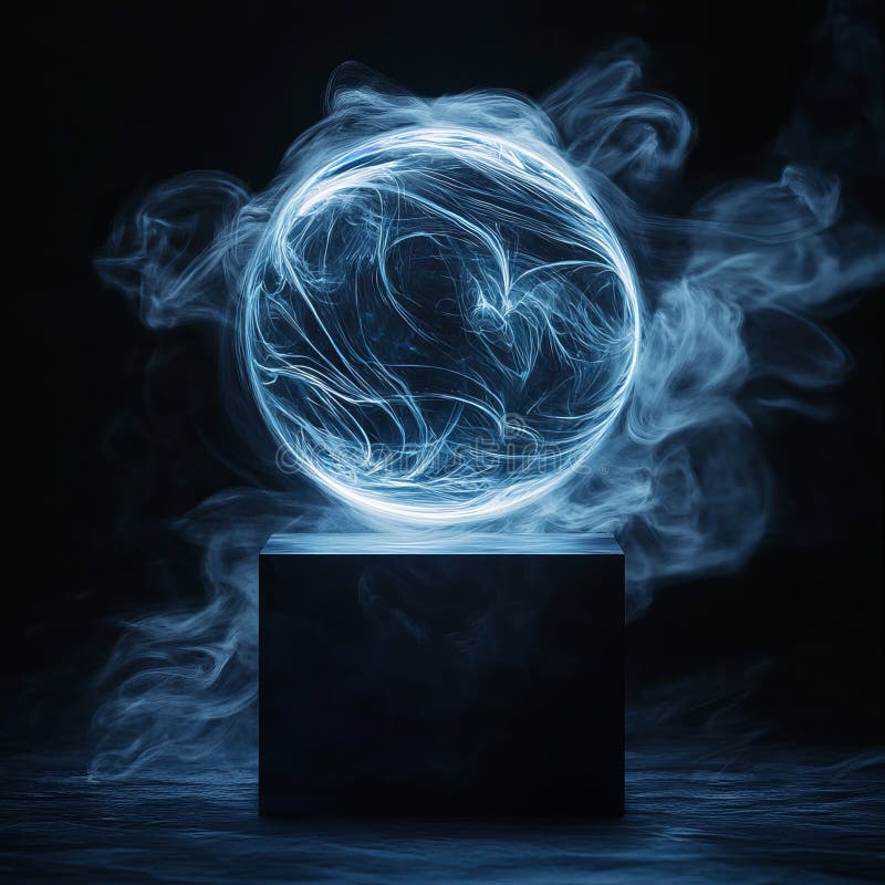 Glowing Blue Orb with Mystical Smoke Stock Illustration - Illustration ...