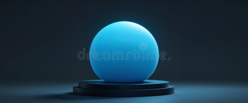 Glowing Blue Orb Rests on Dark Circular Base Stock Image - Image of ...