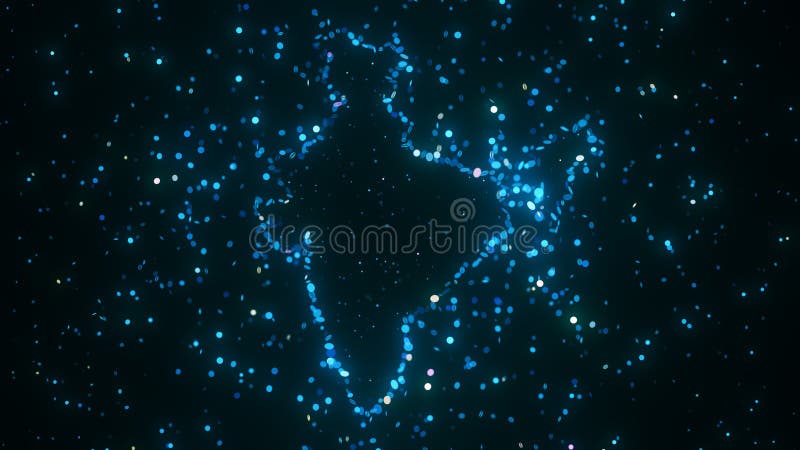 Glowing Blue Particles Forming India Map on Dark Background Stock ...