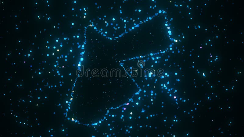 Glowing Blue Particles Forming Jordan Map on Dark Background Stock ...
