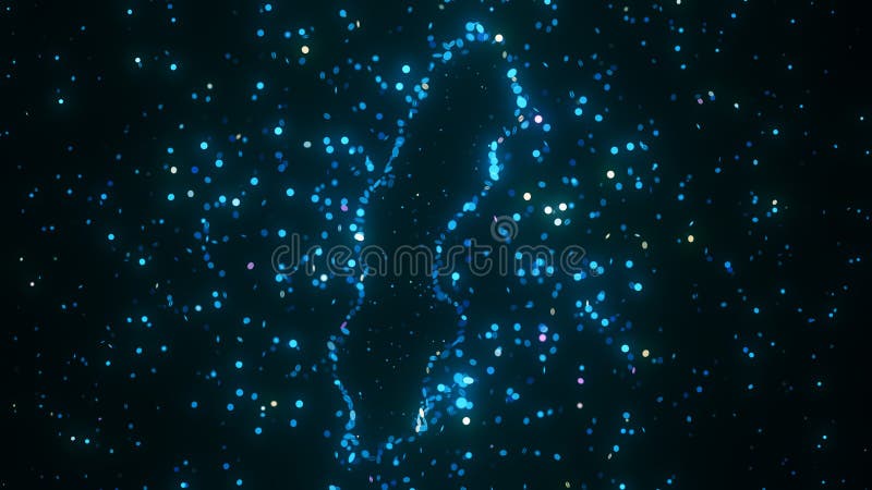 Glowing Blue Particles Forming Sweden Map on Dark Background Stock ...