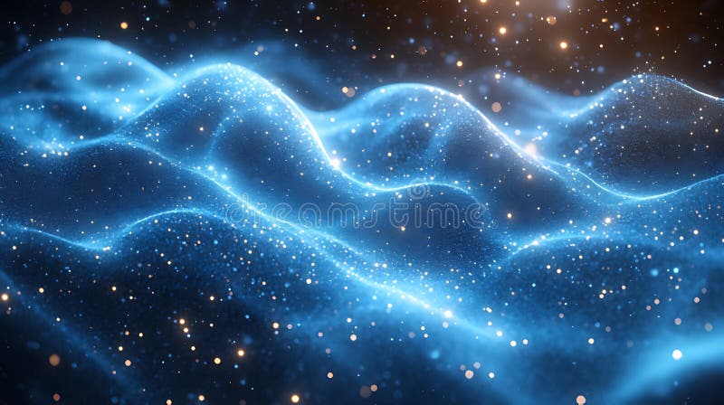 Glowing Blue Particles Wave, Cosmic Background, Digital Art, Website ...
