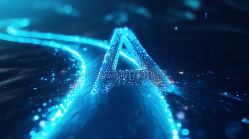 Glowing Blue Path with Illuminated "a" in Digital Space Stock Photo ...