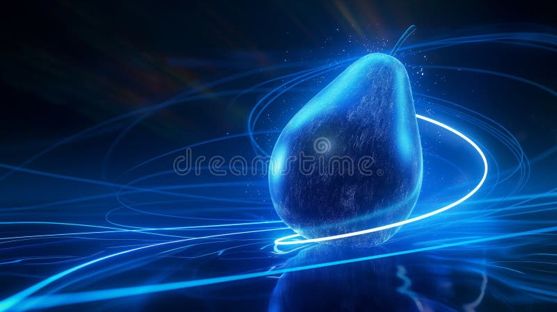 Glowing Blue Pear with Light Trails Stock Image - Image of creative ...