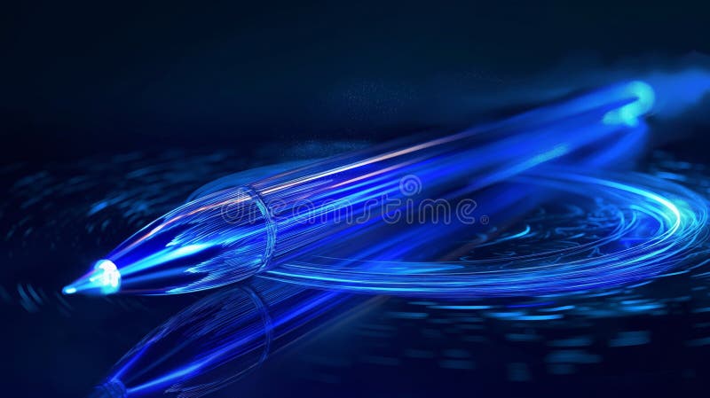 Glowing Blue Pen with Light Trails Stock Image - Image of modern ...