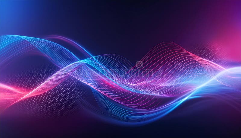 Glowing Blue and Pink Wave Pattern Flowing Across a Dark Background ...