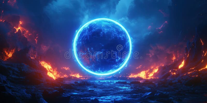 Fiery Lava Flow Erupts with Glowing Embers in a Volcanic Landscape at ...