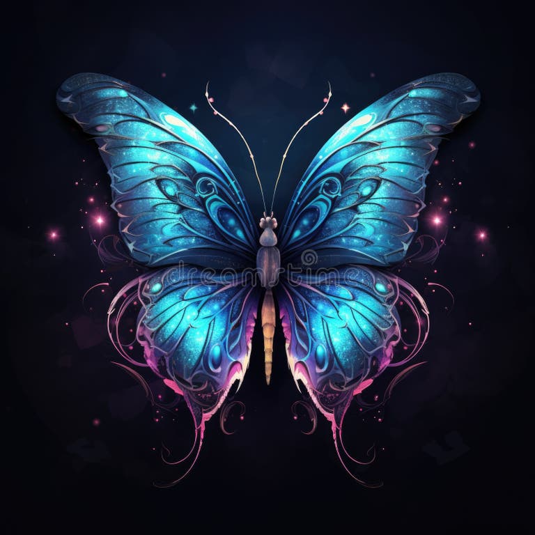 Glowing Purple Butterfly Wings Stock Illustrations 393 Glowing Purple