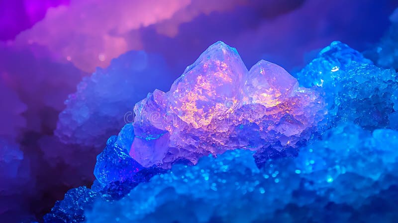 Glowing Blue and Purple Crystal Cluster Stock Photo - Image of geode ...