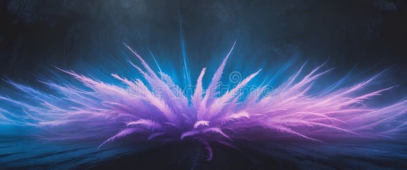 Glowing Blue and Purple Light Rays on a Black Abstract Background ...