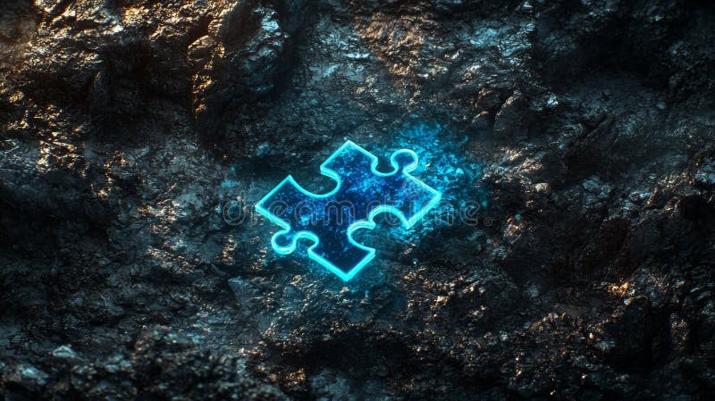 The Glowing Blue Puzzle Symbolizes the Connection between Ideas and the ...