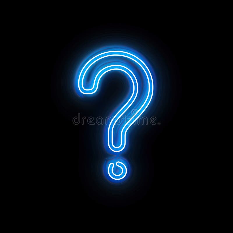 A Glowing Blue Question Mark in Electric Blue Neon Font on a Dark ...