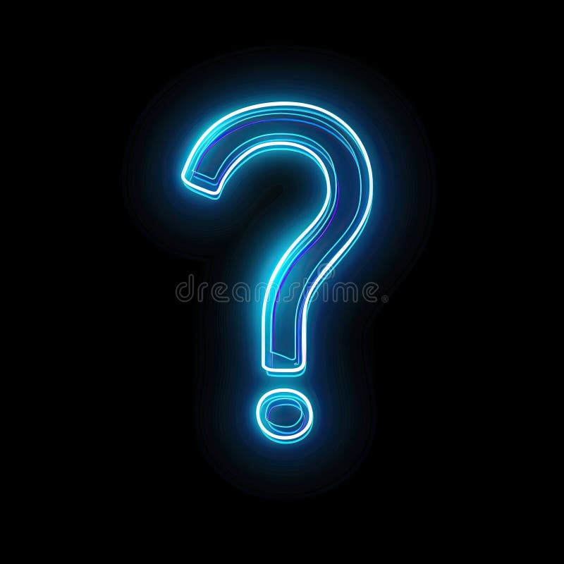 A Glowing Blue Question Mark in Electric Blue Neon Font on a Dark ...