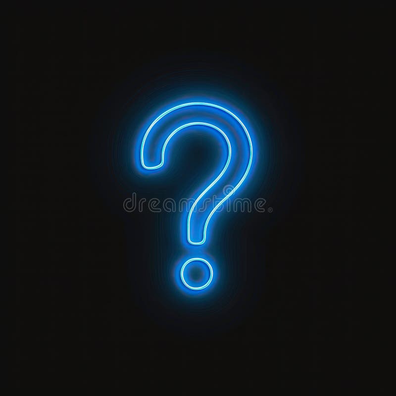 A Glowing Blue Question Mark in Electric Blue Neon Font on a Dark ...