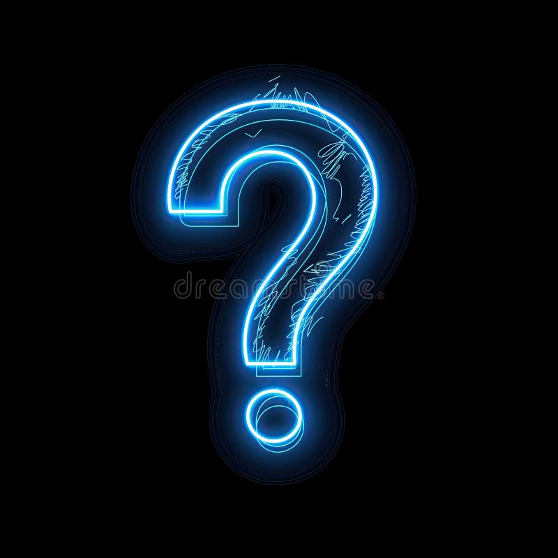 A Glowing Blue Question Mark in Electric Blue Neon Font on a Dark ...
