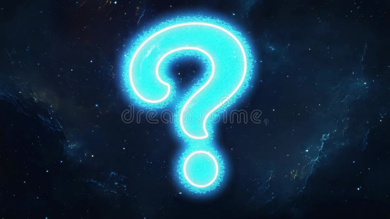 Glowing Blue Question Mark Floating in Outer Space among Stars and ...