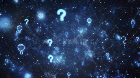Glowing Blue Question Marks and Lightbulbs in Starry Space Stock ...