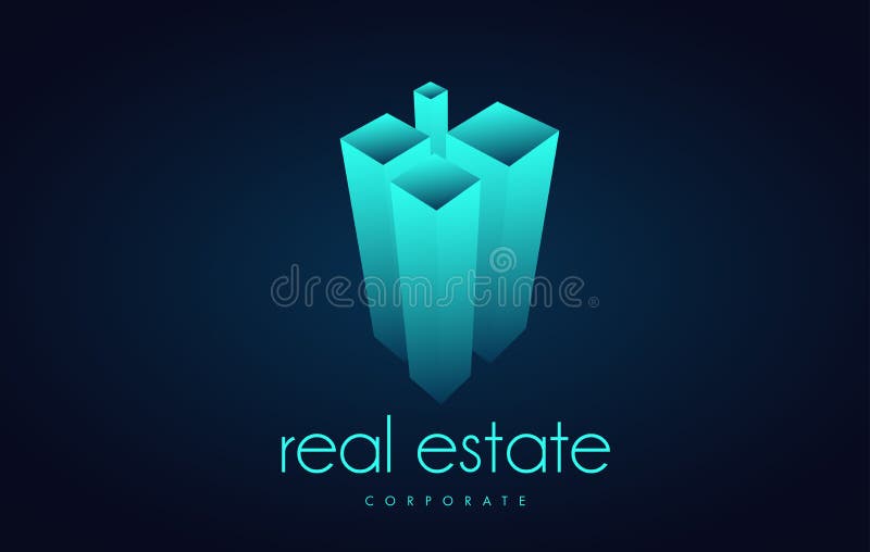 Blue Real Estate Logo House Stock Illustration - Illustration of insert ...