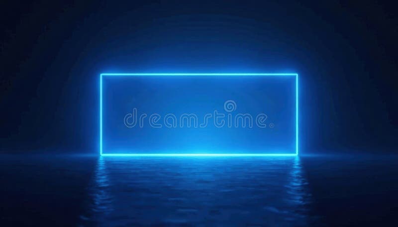 Glowing Blue Rectangle, Light Rays Burst Dark Background , Concept ...