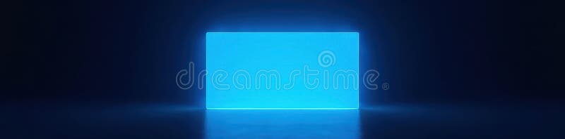 Glowing Blue Rectangle, Light Rays Burst Outwards Dark Backdrop ...