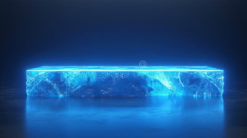 Glowing Blue Rectangular Platform on Dark Background Stock Illustration ...
