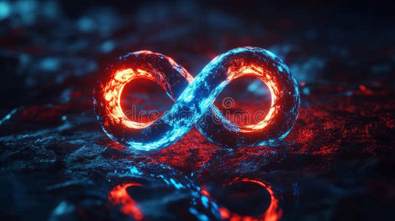 Glowing Blue and Red Infinity Symbol Eternity and Balance Stock ...