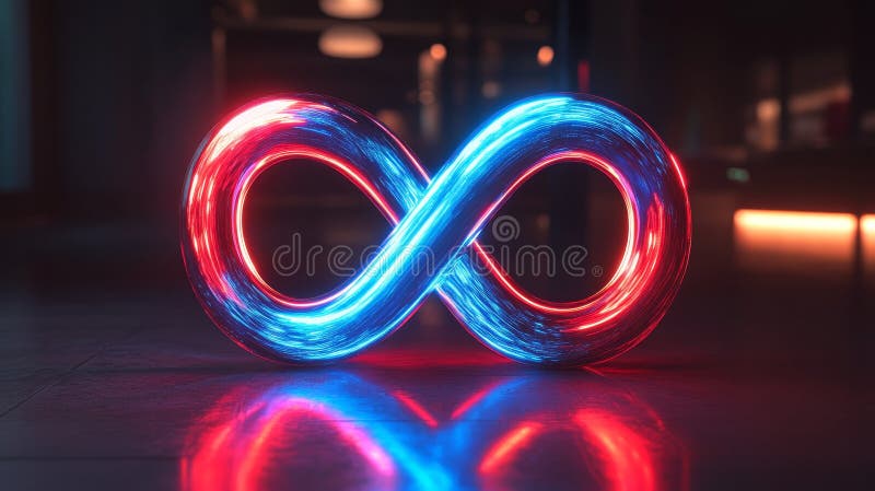 Glowing Blue and Red Infinity Symbol Eternity and Potential Stock ...
