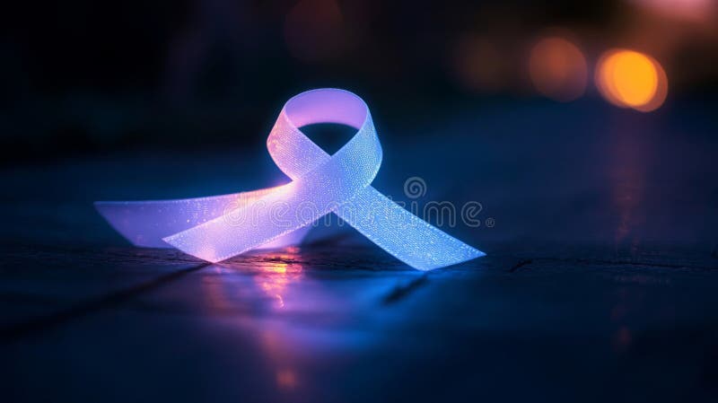 Glowing Blue Ribbon of Hope Symbol Stock Illustration - Illustration of ...