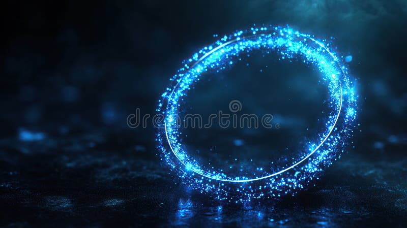 Glowing Blue Ring Abstract Dark Background Design Stock Image - Image ...