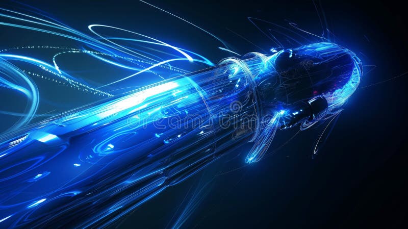 Futuristic Blue Energy Rocket in Motion Stock Photo - Image of sleek ...