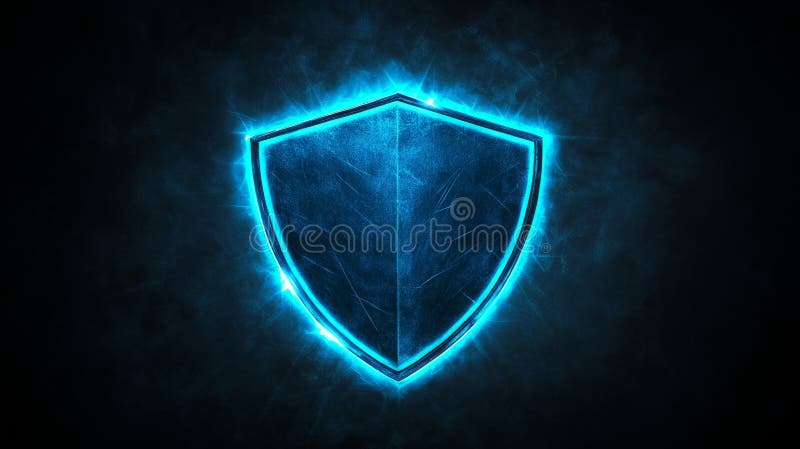 Glowing Blue Shield on Dark Background, Digital Security Concept Stock ...
