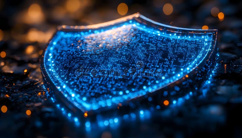 Glowing Blue Shield Design Image Stock Illustration - Illustration of ...