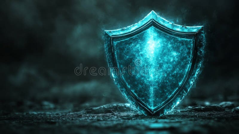Glowing Blue Shield with Ethereal Background, Digital Security Concept ...