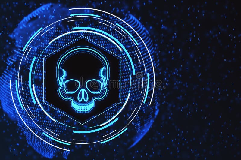 Glowing Skull Digital Illustration, Dark Screen Texture Background ...