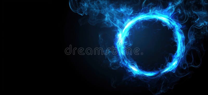 Glowing Blue Smoke Circle on Dark Background for Digital Art and Design ...