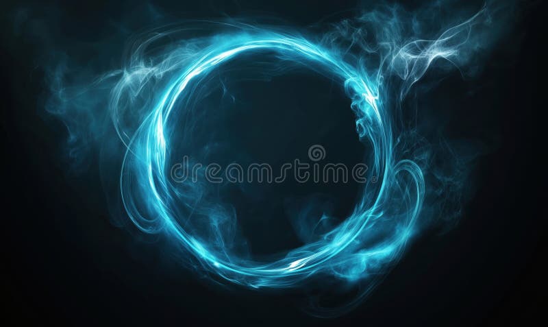 Glowing Blue Smoke Circle with Ethereal Wisps and Dark Background Stock ...