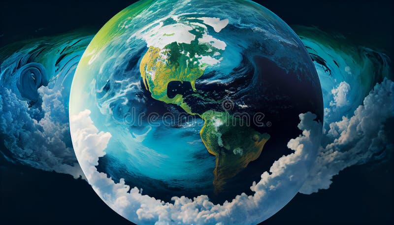 Glowing Blue Sphere Orbits Earth in Space Generated by AI Stock Image ...