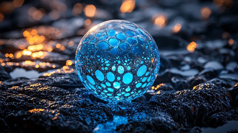 Blue crystal ball stock illustration. Illustration of work - 374087962