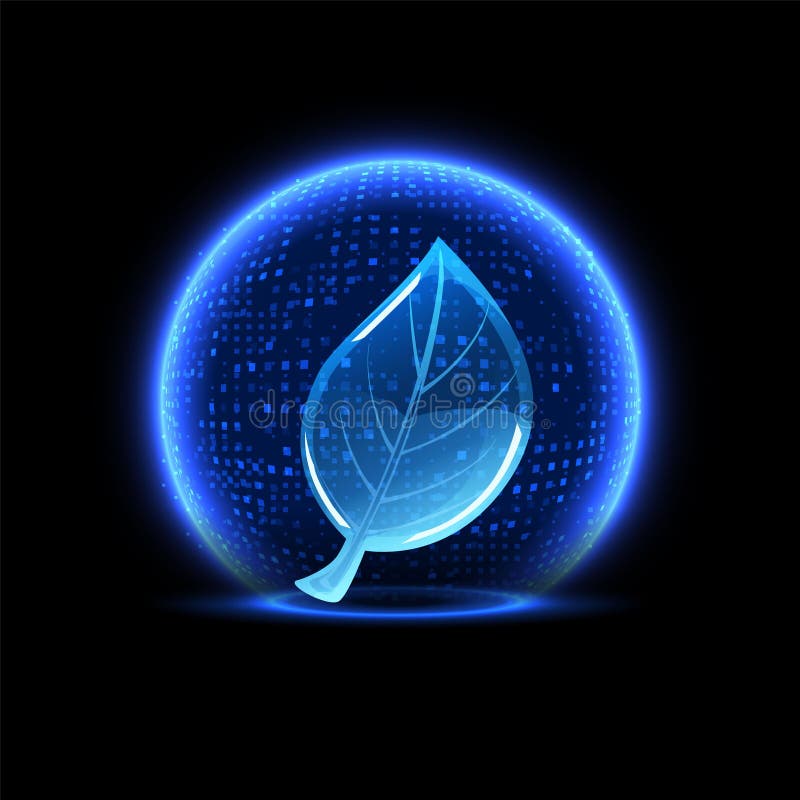 Glowing Blue Sphere Shield with Leaf Inside Vector, Dome Barrier ...
