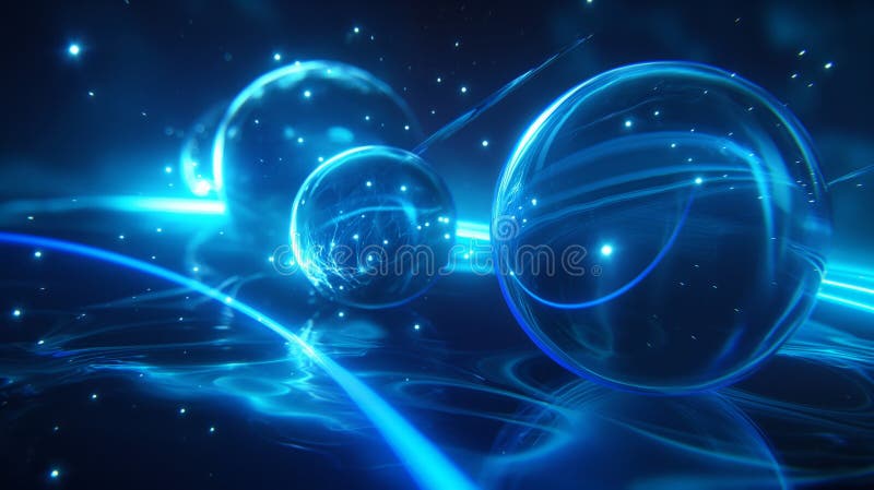 Glowing Blue Spheres in a Cosmic Scene Stock Image - Image of ...
