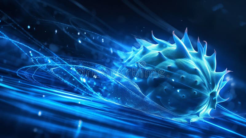 Glowing Blue Spiky Object in a Digital Stream Stock Image - Image of ...