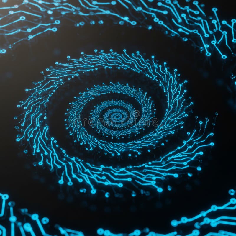 Glowing Blue Spiral Abstract Technology Background Stock Illustration ...